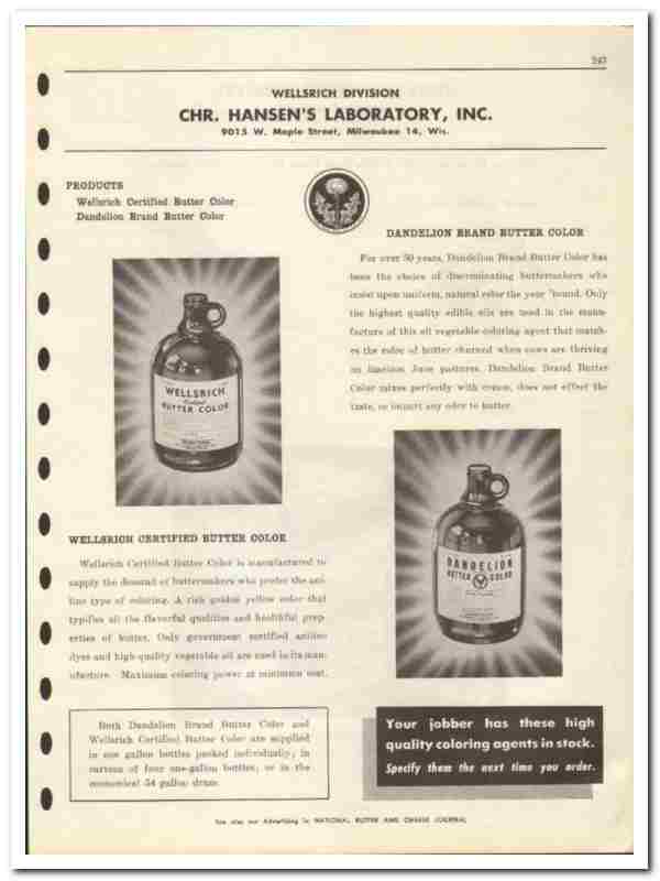 Chr Hansens Laboratory Inc 1946 vintage dairy catalog color Wellsrich